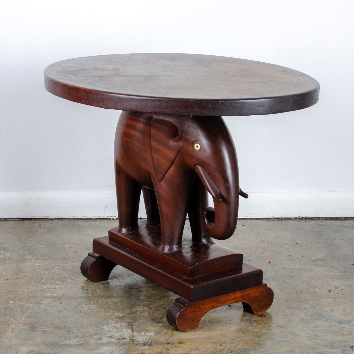 African Mahogany Elephant Side Table c.1940 – A.W. Johnston & Co.